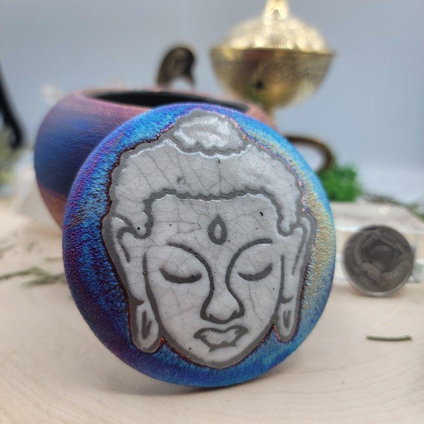 (3") Raku Jar - Buddha – Spiritually Rooted